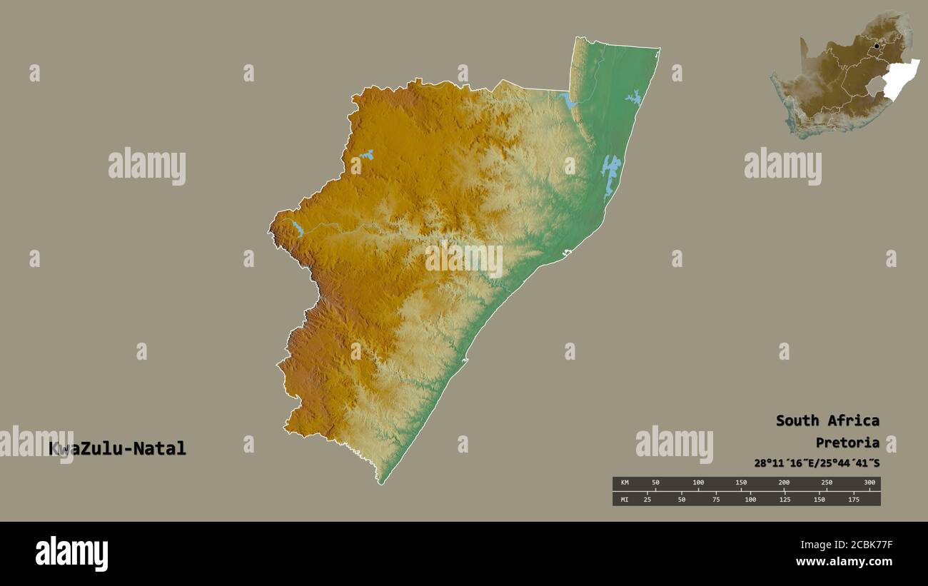 Shape of KwaZulu-Natal, province of South Africa, with its capital ...