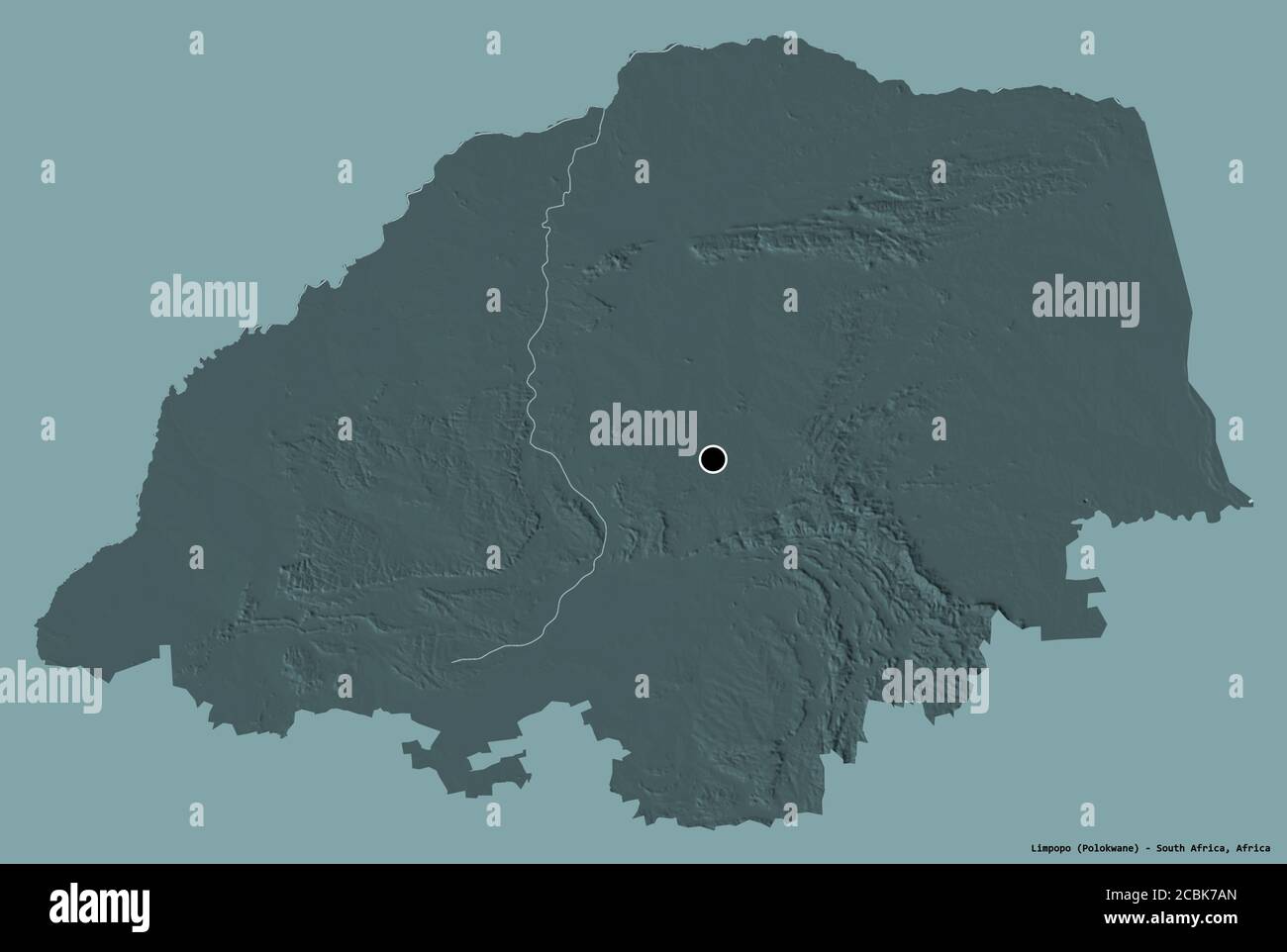 Shape of Limpopo, province of South Africa, with its capital isolated ...
