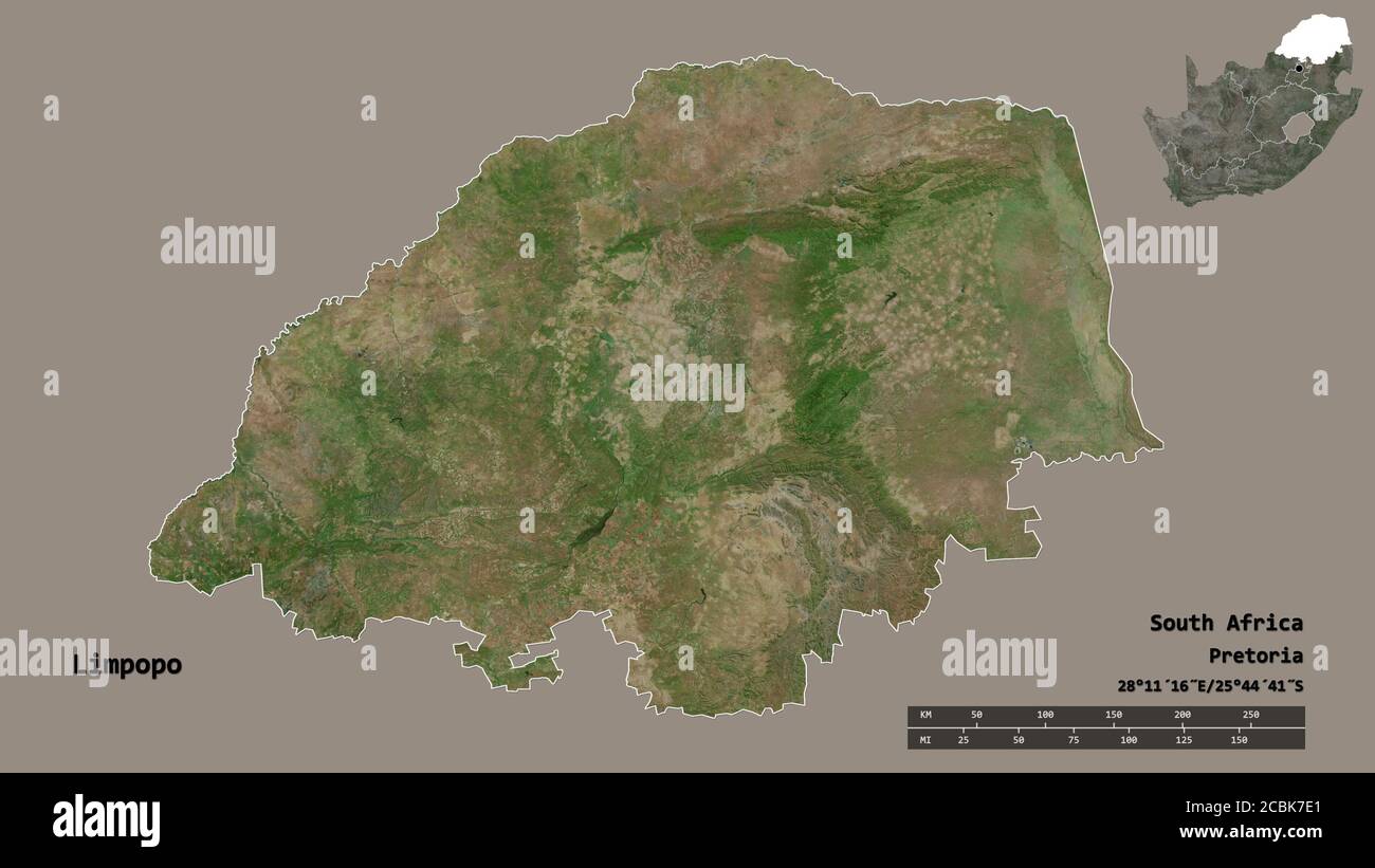 Shape of Limpopo, province of South Africa, with its capital isolated ...