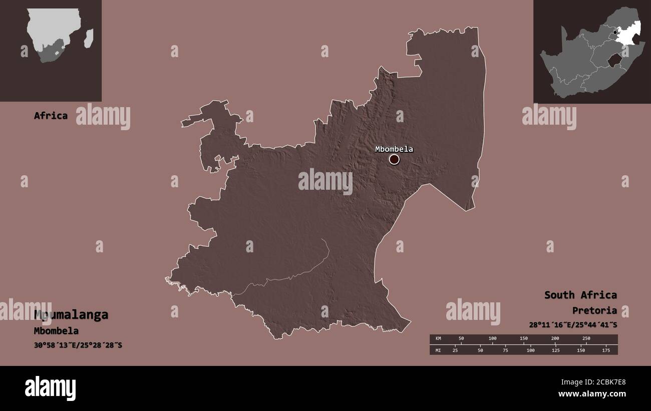 Shape of Mpumalanga, province of South Africa, and its capital ...