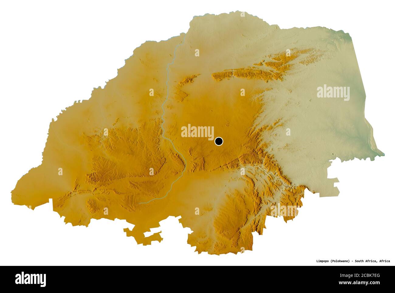 Shape of Limpopo, province of South Africa, with its capital isolated ...