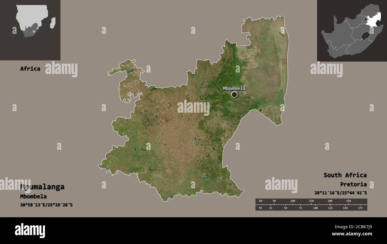 Shape of Mpumalanga, province of South Africa, and its capital ...