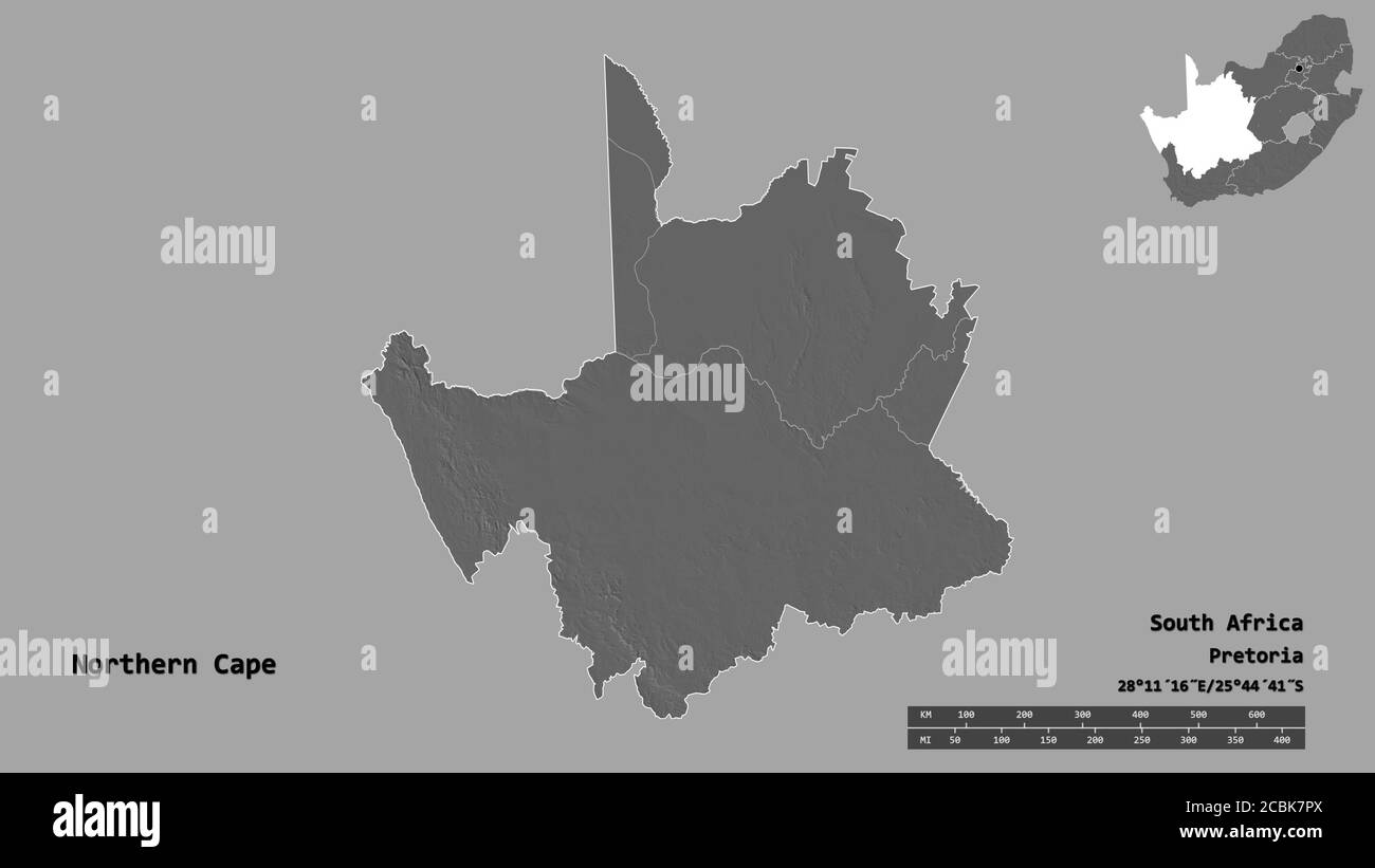 Shape of Northern Cape, province of South Africa, with its capital ...