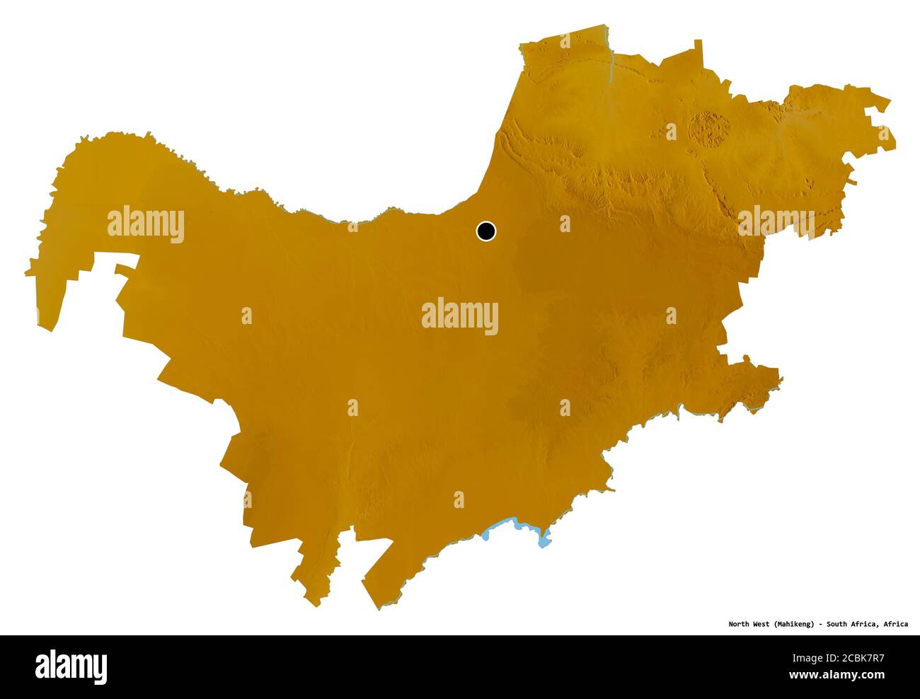 Shape of North West, province of South Africa, with its capital ...