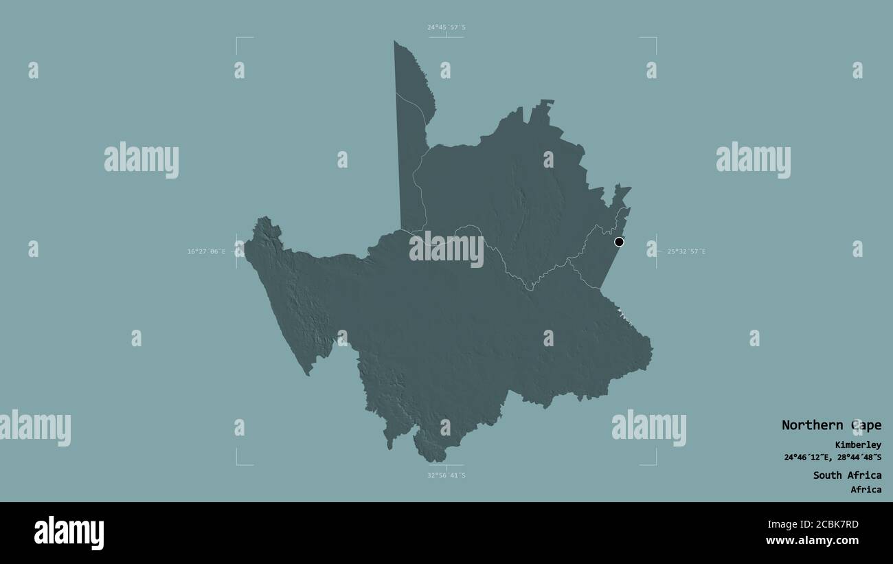 Area of Northern Cape, province of South Africa, isolated on a solid ...