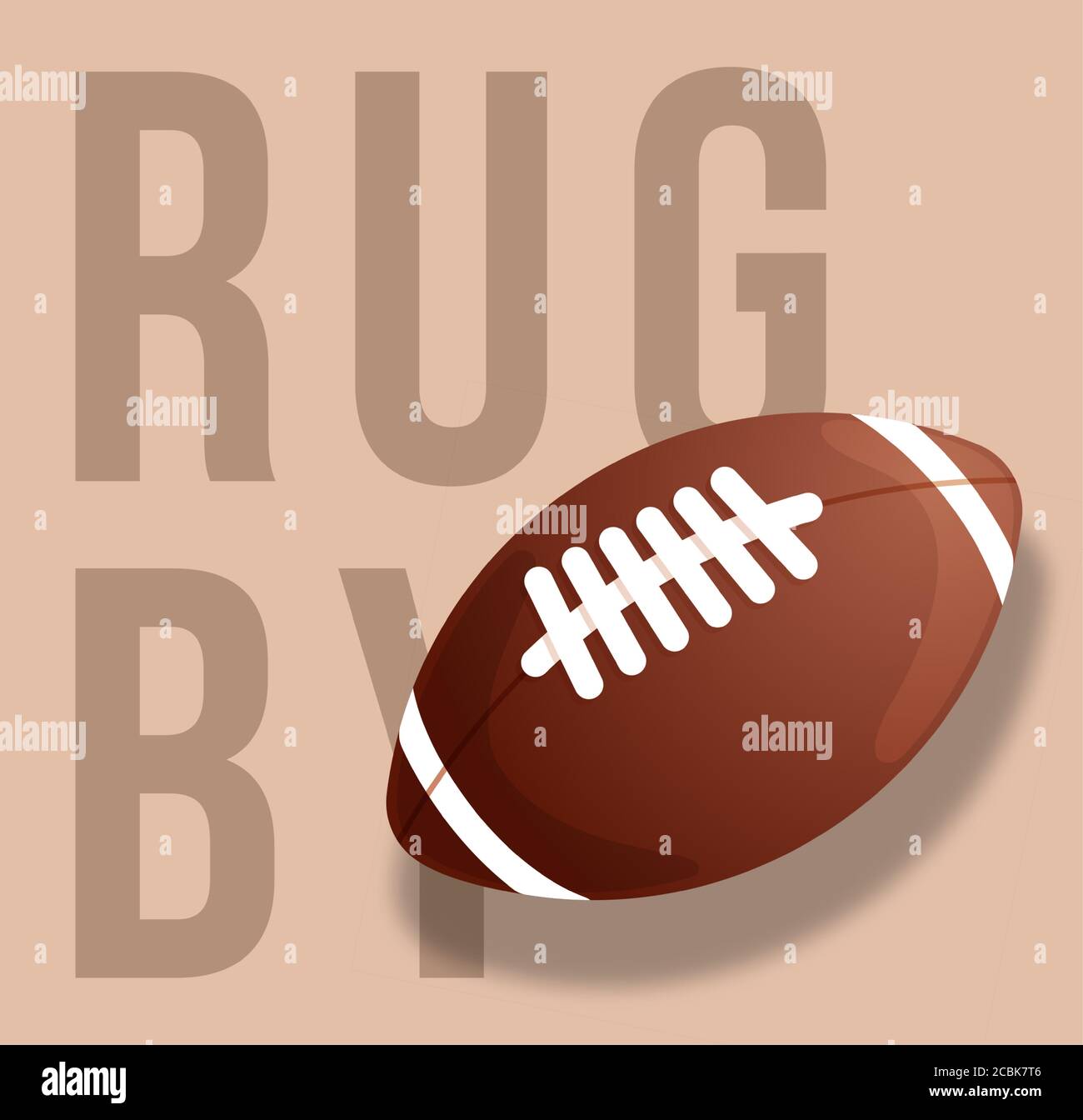 Abstract illustration of rugby ball isolated on sand background.Text ...
