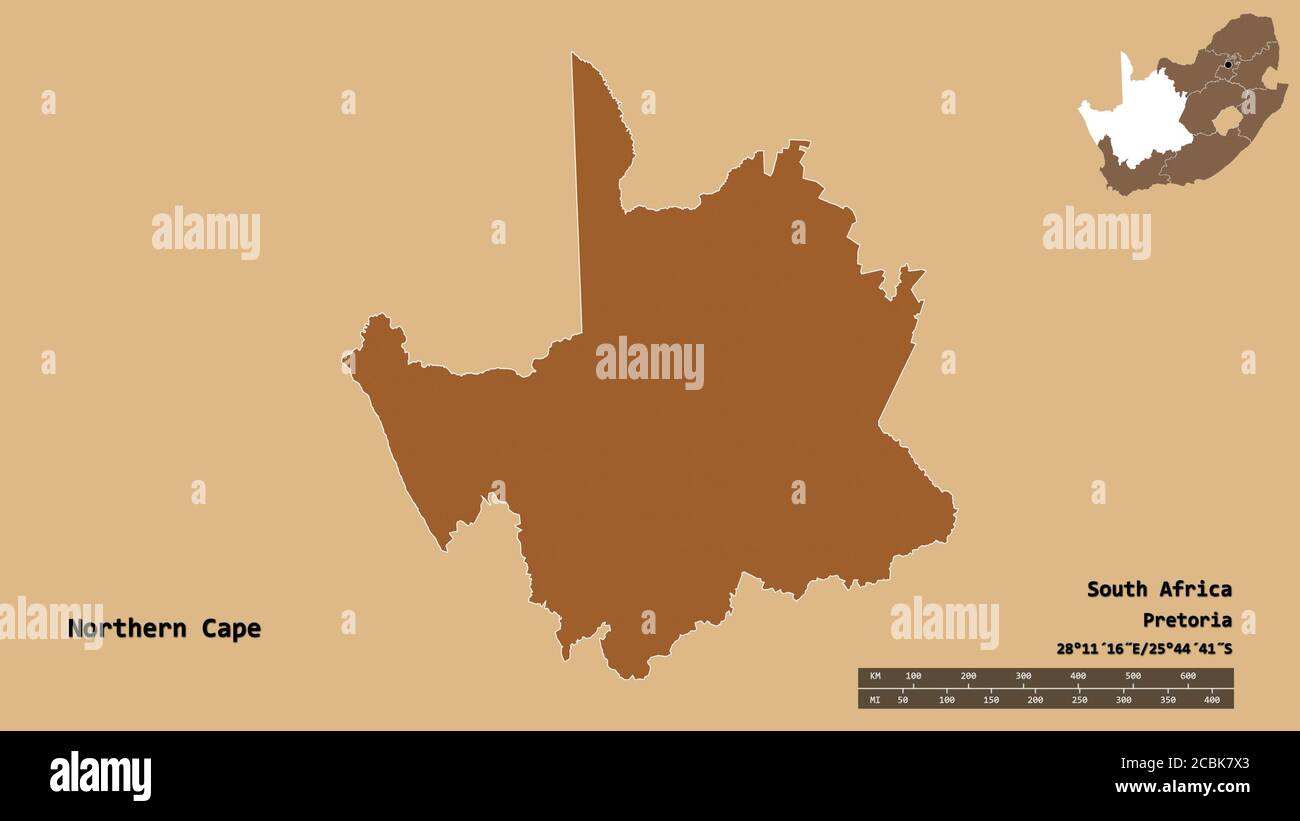 Shape of Northern Cape, province of South Africa, with its capital ...