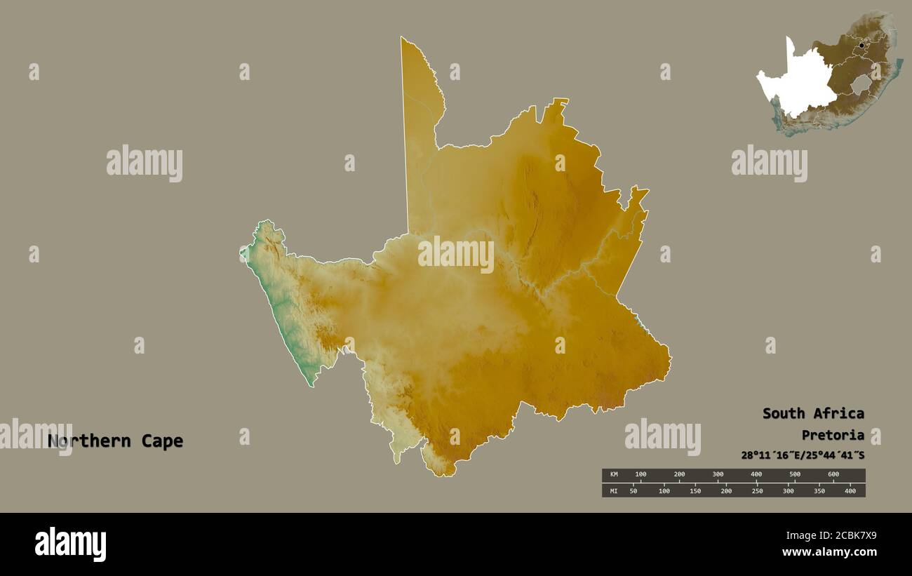 Shape of Northern Cape, province of South Africa, with its capital ...