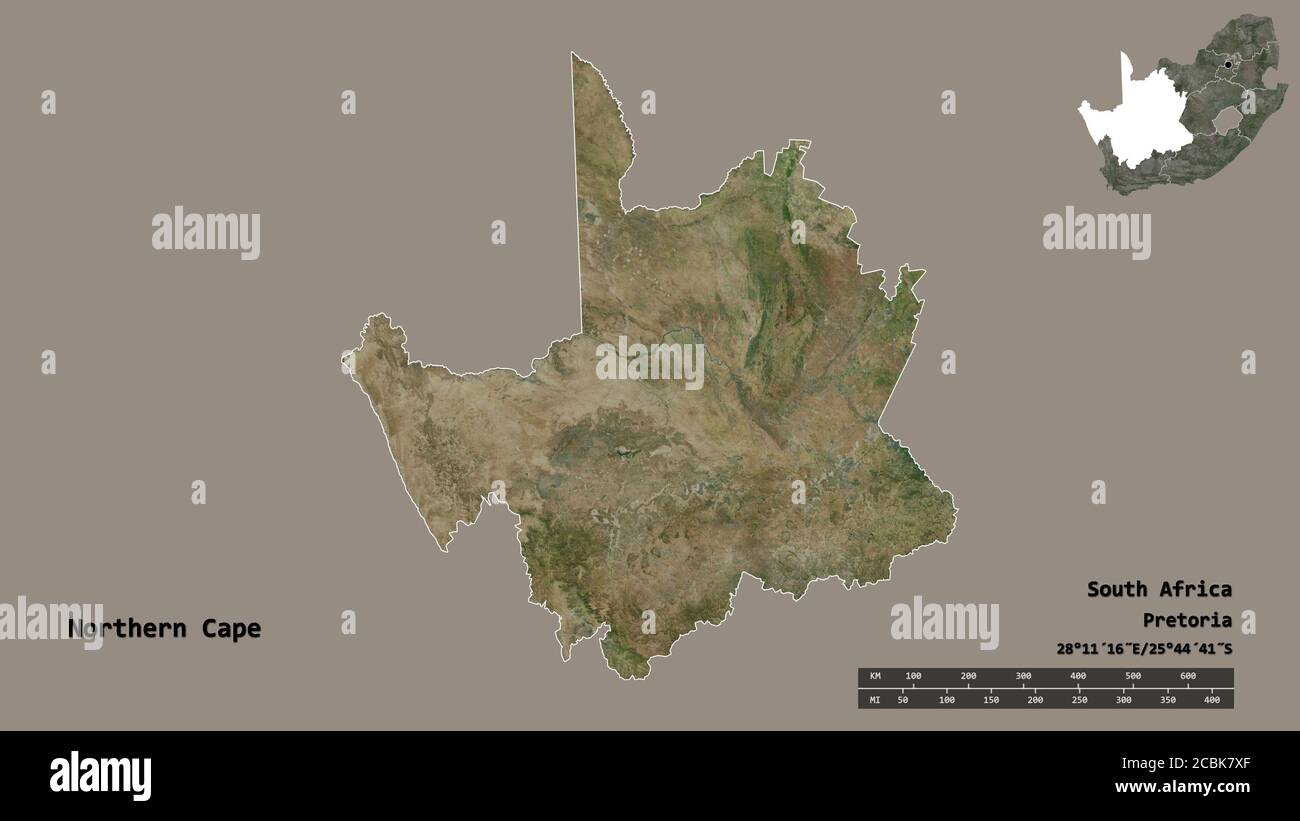 Shape of Northern Cape, province of South Africa, with its capital ...