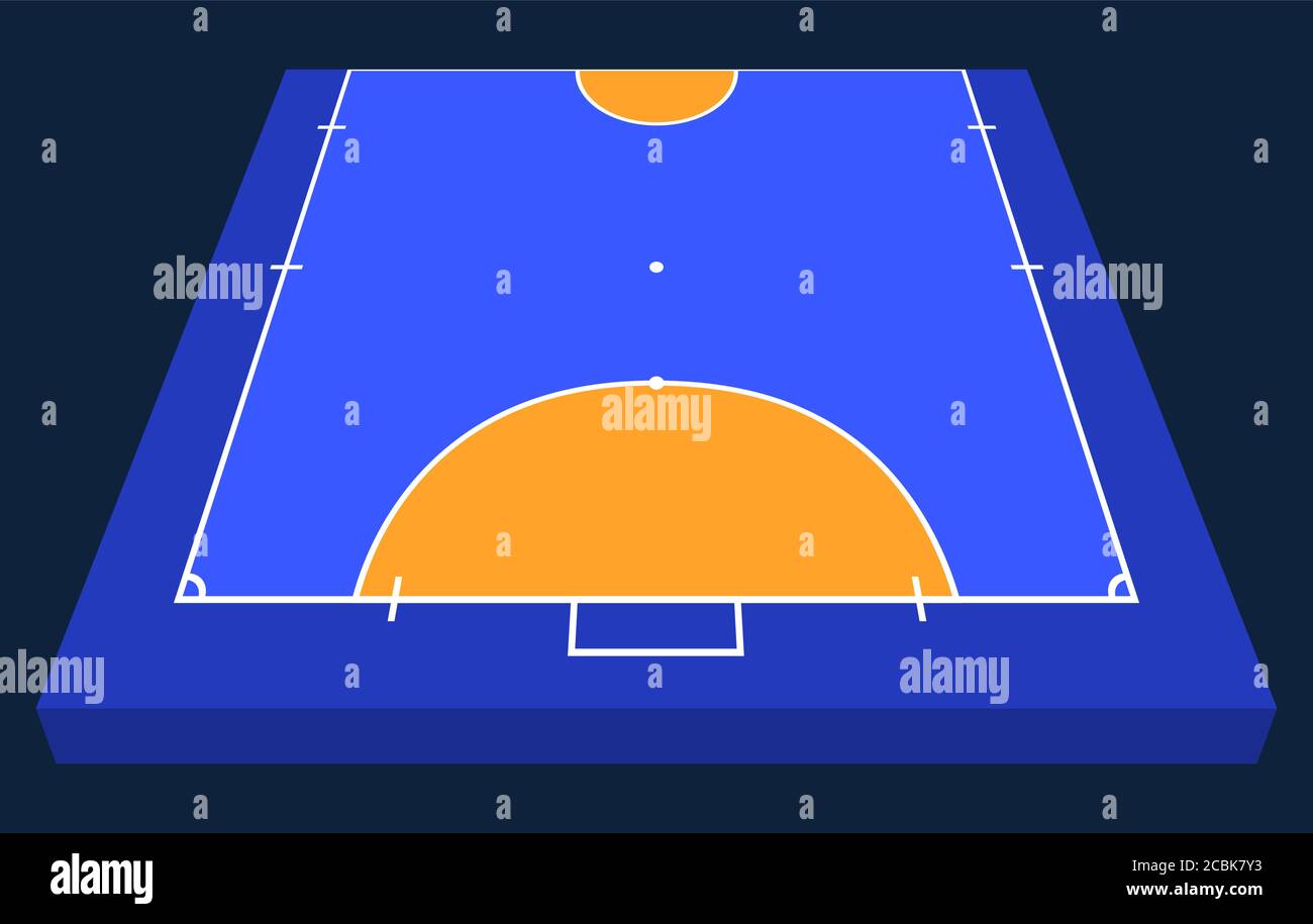 Perspective view half Field for futsal. Orange Outline of lines futsal ...