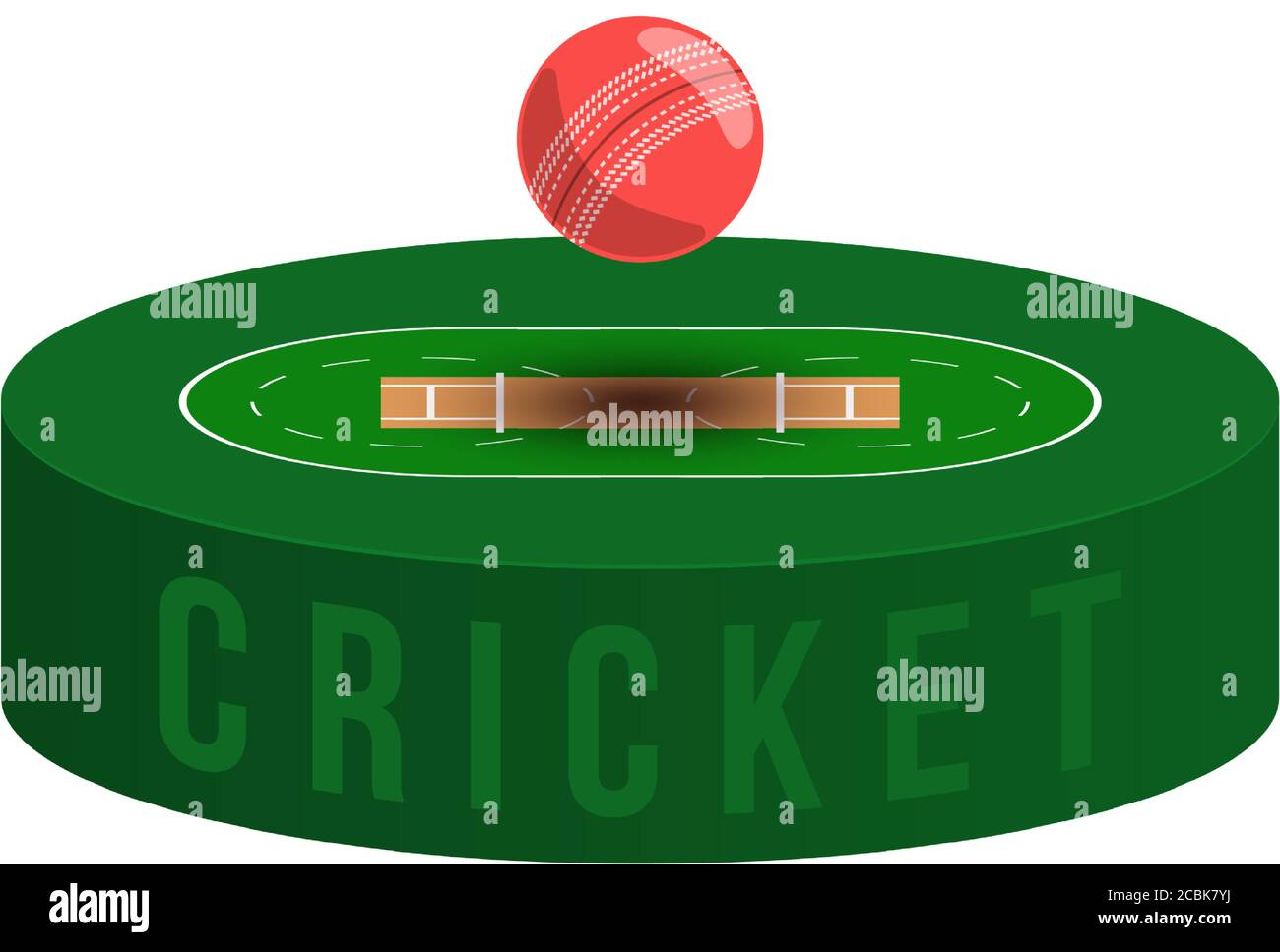 Cricket Field and ball with shadow in isometric view, cricket stadium ...