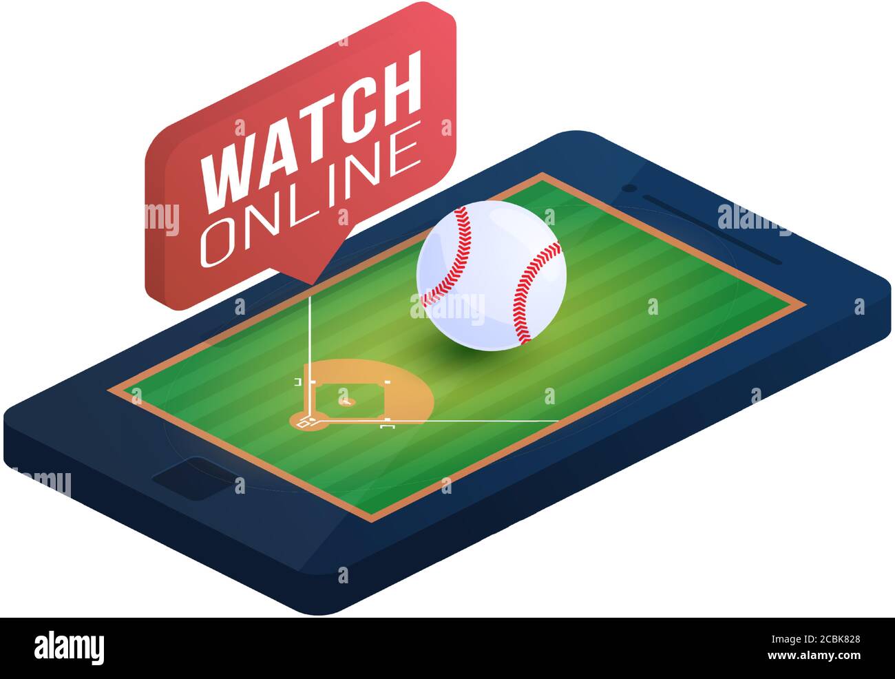 Baseball field on phone screen online concept vector flat isometric ...