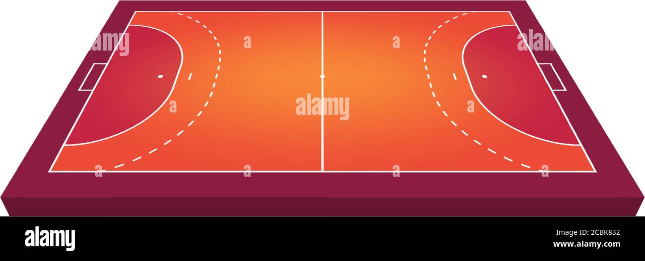 Perspective view Field for handball. Orange Outline of lines handball ...