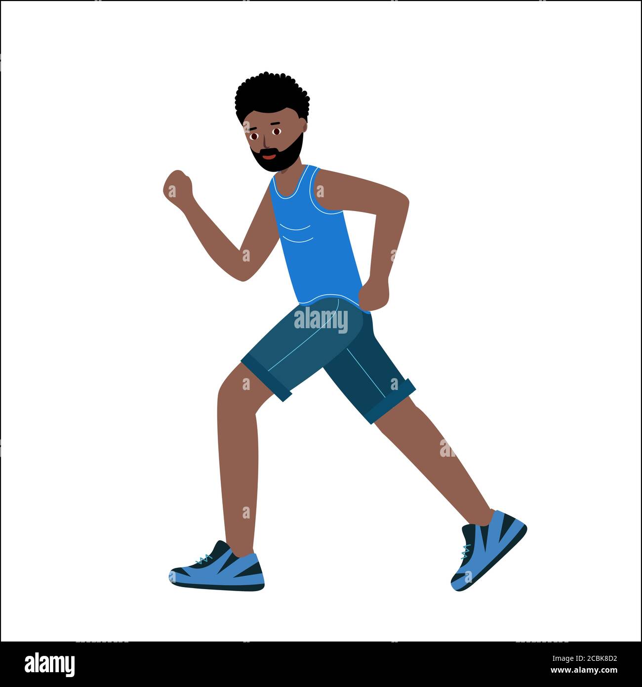 Running man. African runner isolated on a white background. Vector ...