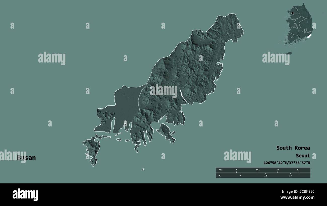 Shape of Busan, metropolitan city of South Korea, with its capital ...