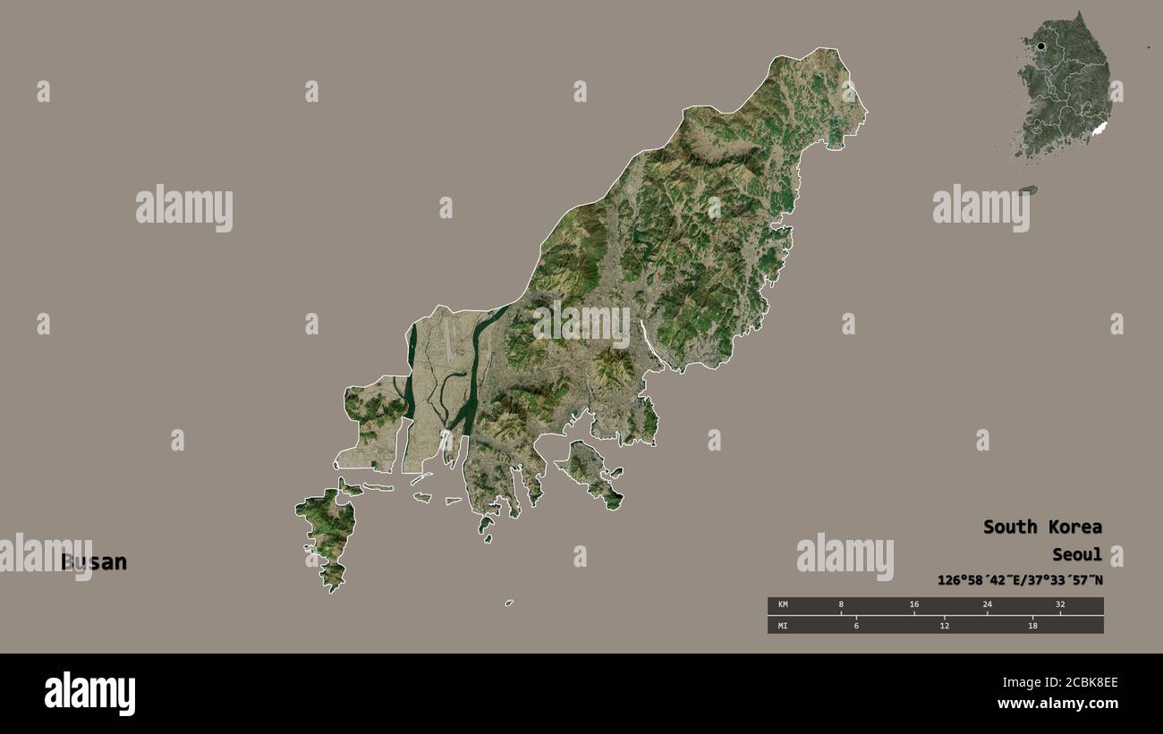 Shape of Busan, metropolitan city of South Korea, with its capital ...