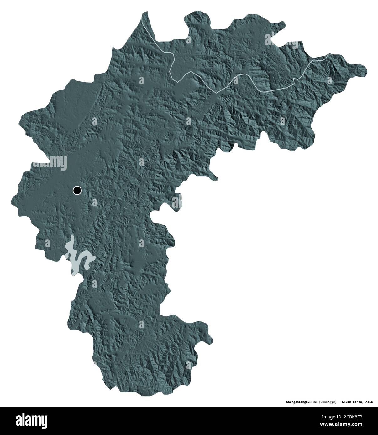 Shape of Chungcheongbuk-do, province of South Korea, with its capital ...