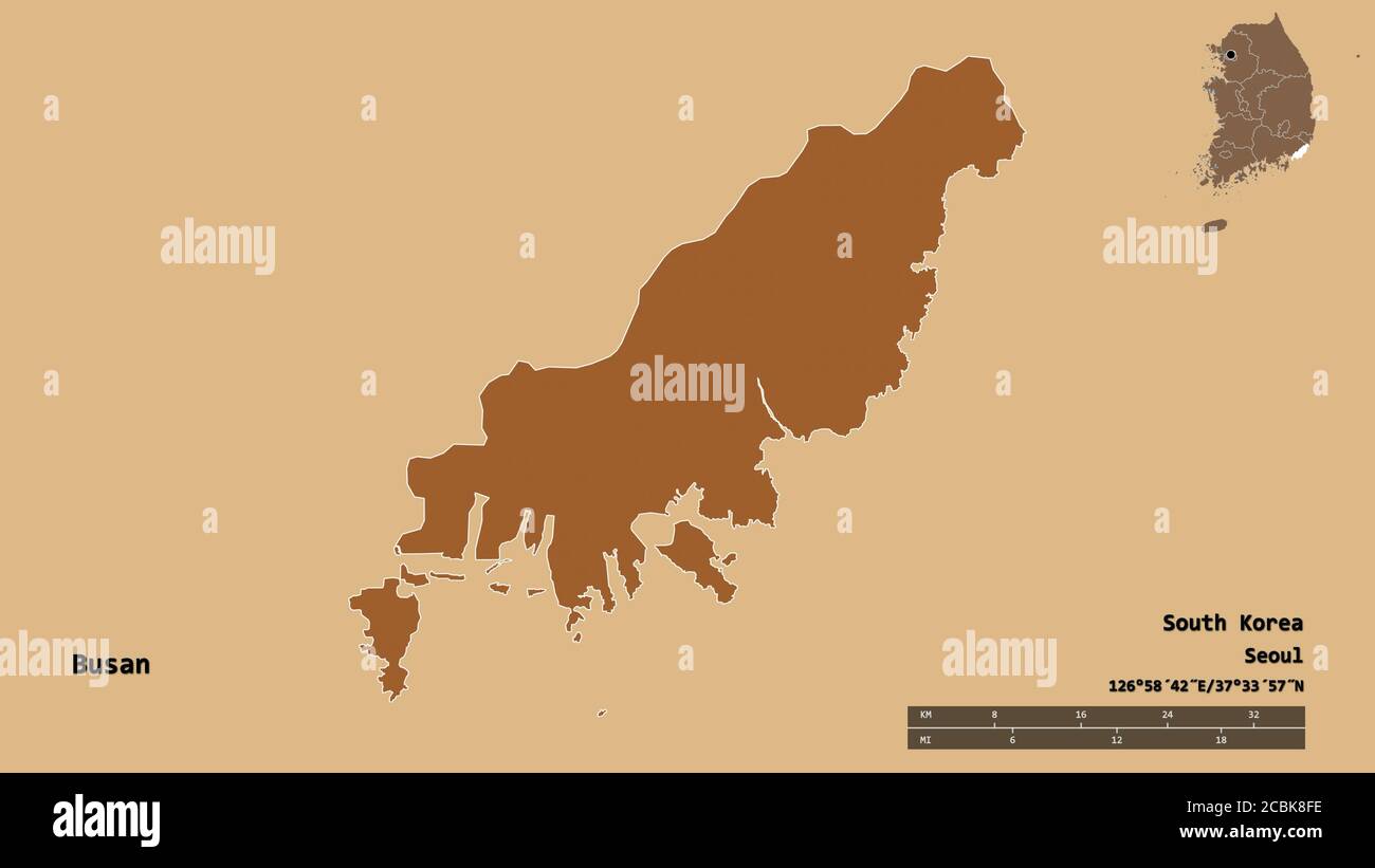Shape of Busan, metropolitan city of South Korea, with its capital ...