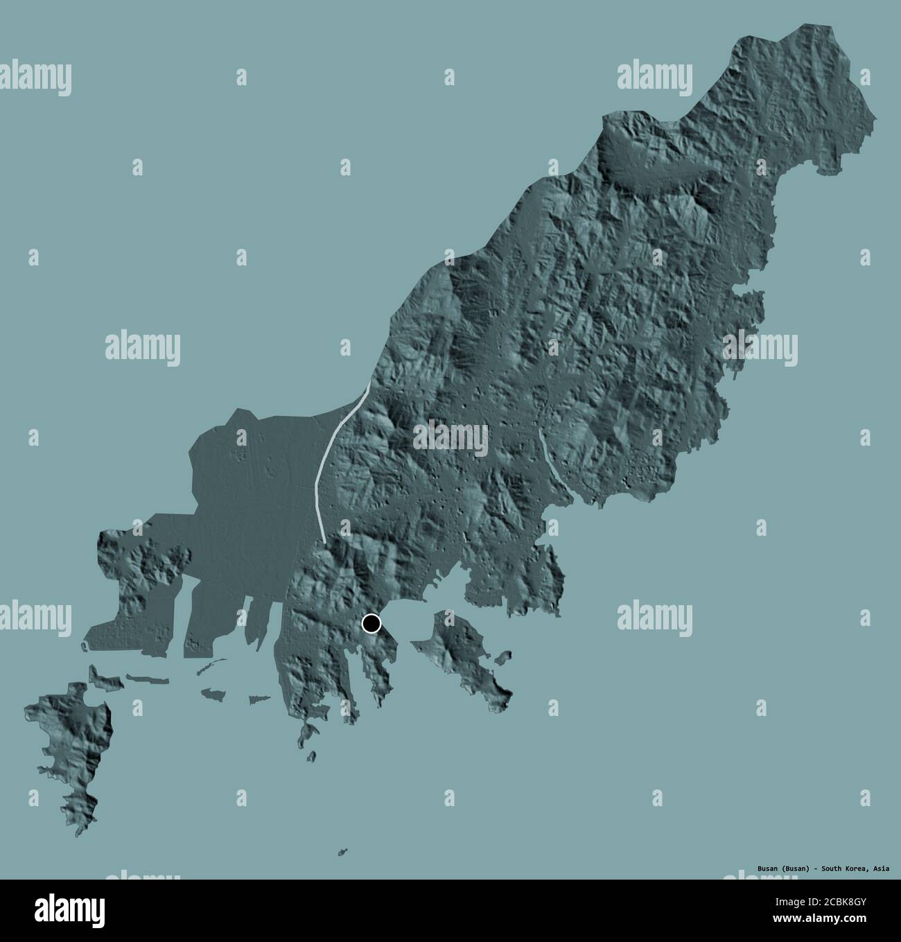 Shape of Busan, metropolitan city of South Korea, with its capital ...