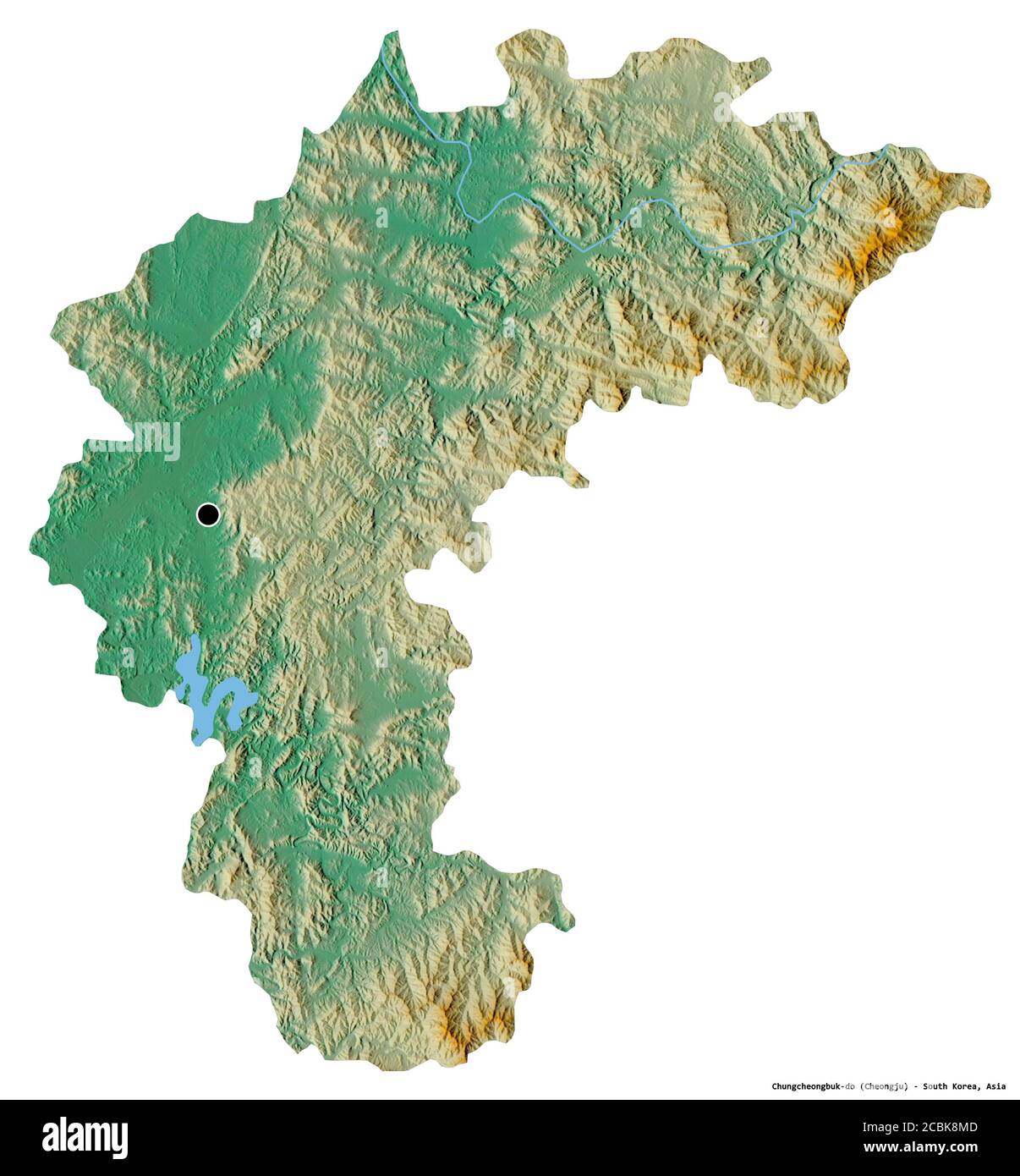 Shape of Chungcheongbuk-do, province of South Korea, with its capital ...