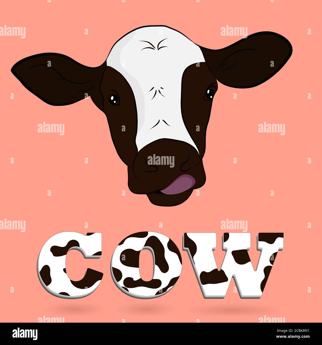 graphics design cow head and cow text 3d vector illustration Stock ...