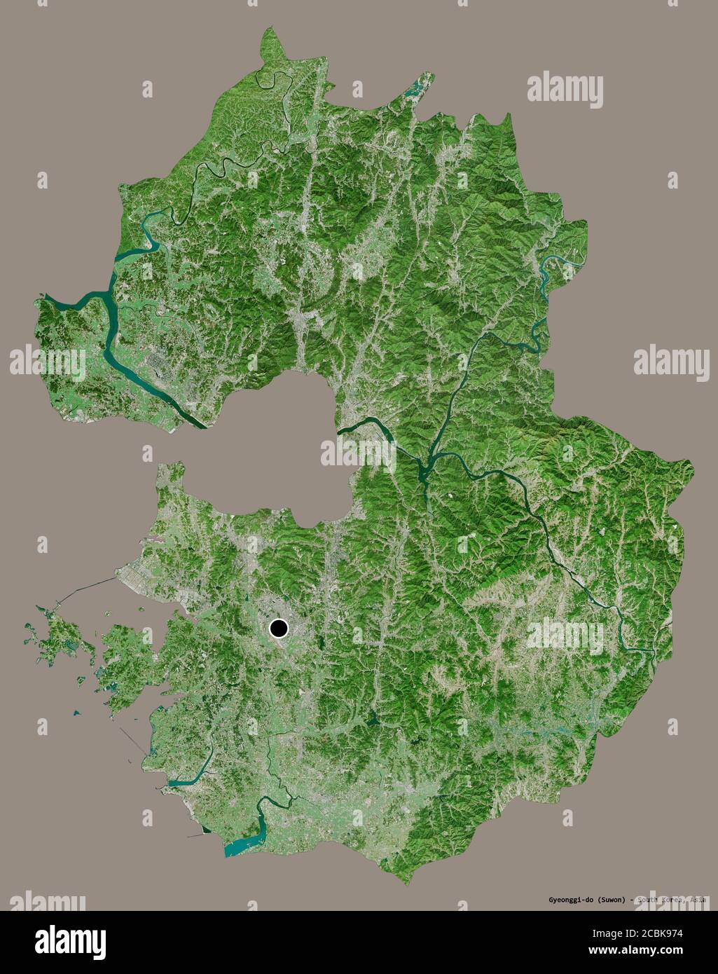 Shape of Gyeonggi-do, province of South Korea, with its capital ...