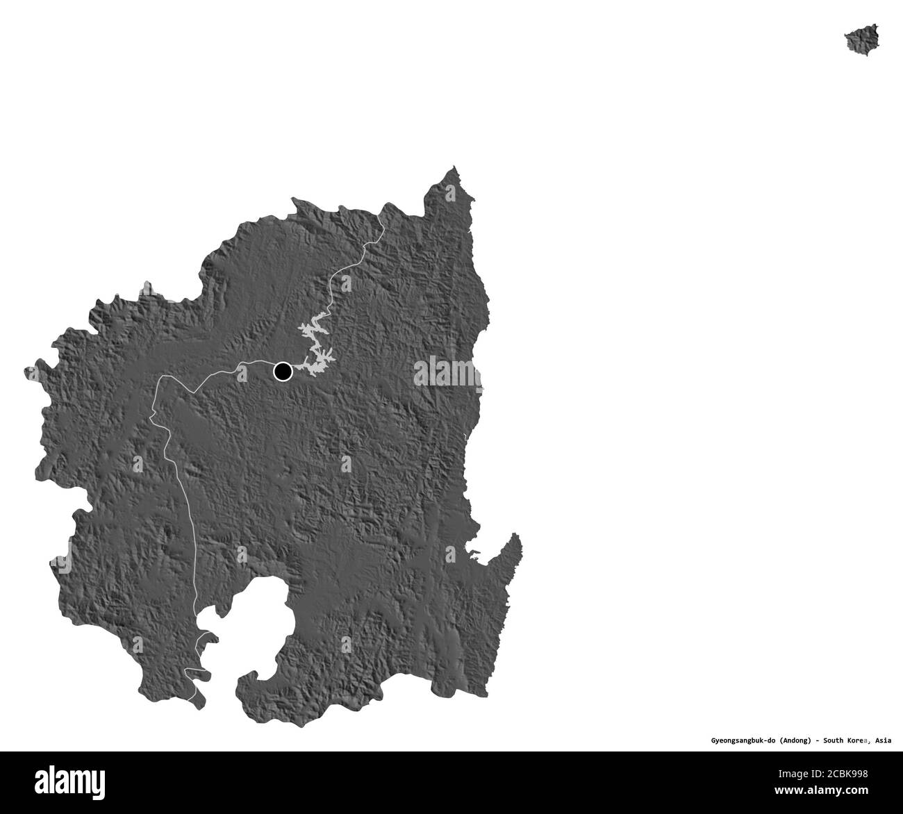 Shape of Gyeongsangbuk-do, province of South Korea, with its capital ...