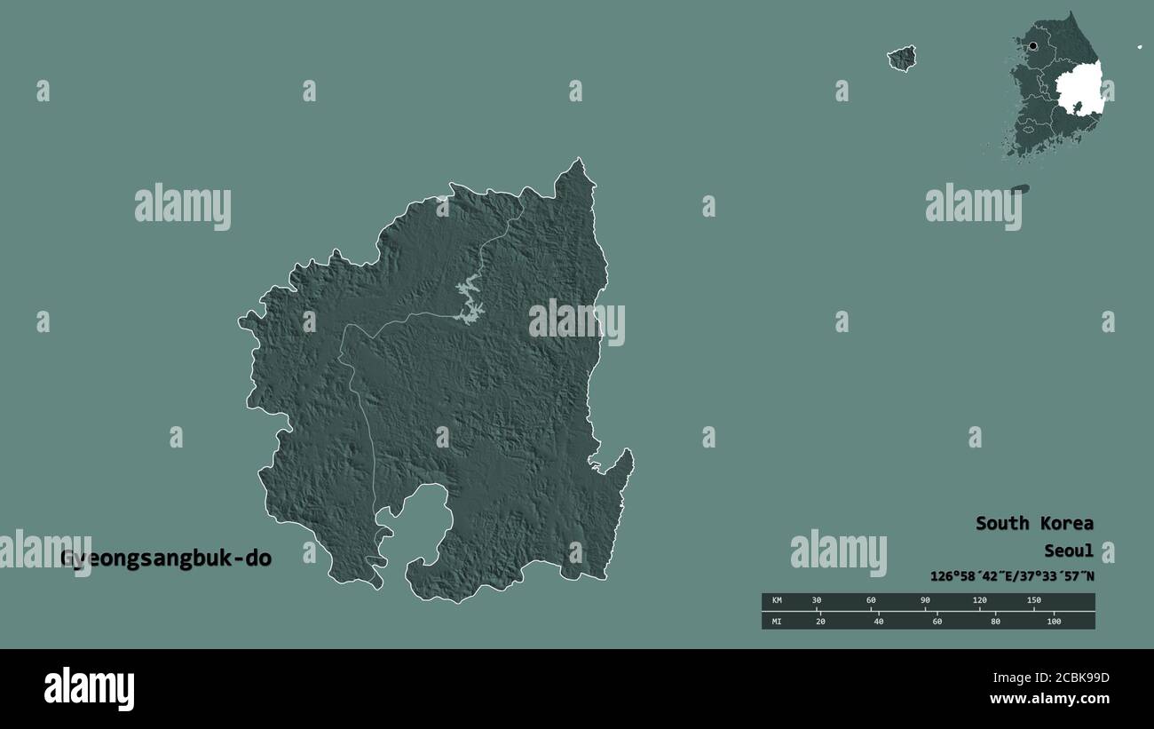 Shape of Gyeongsangbuk-do, province of South Korea, with its capital ...