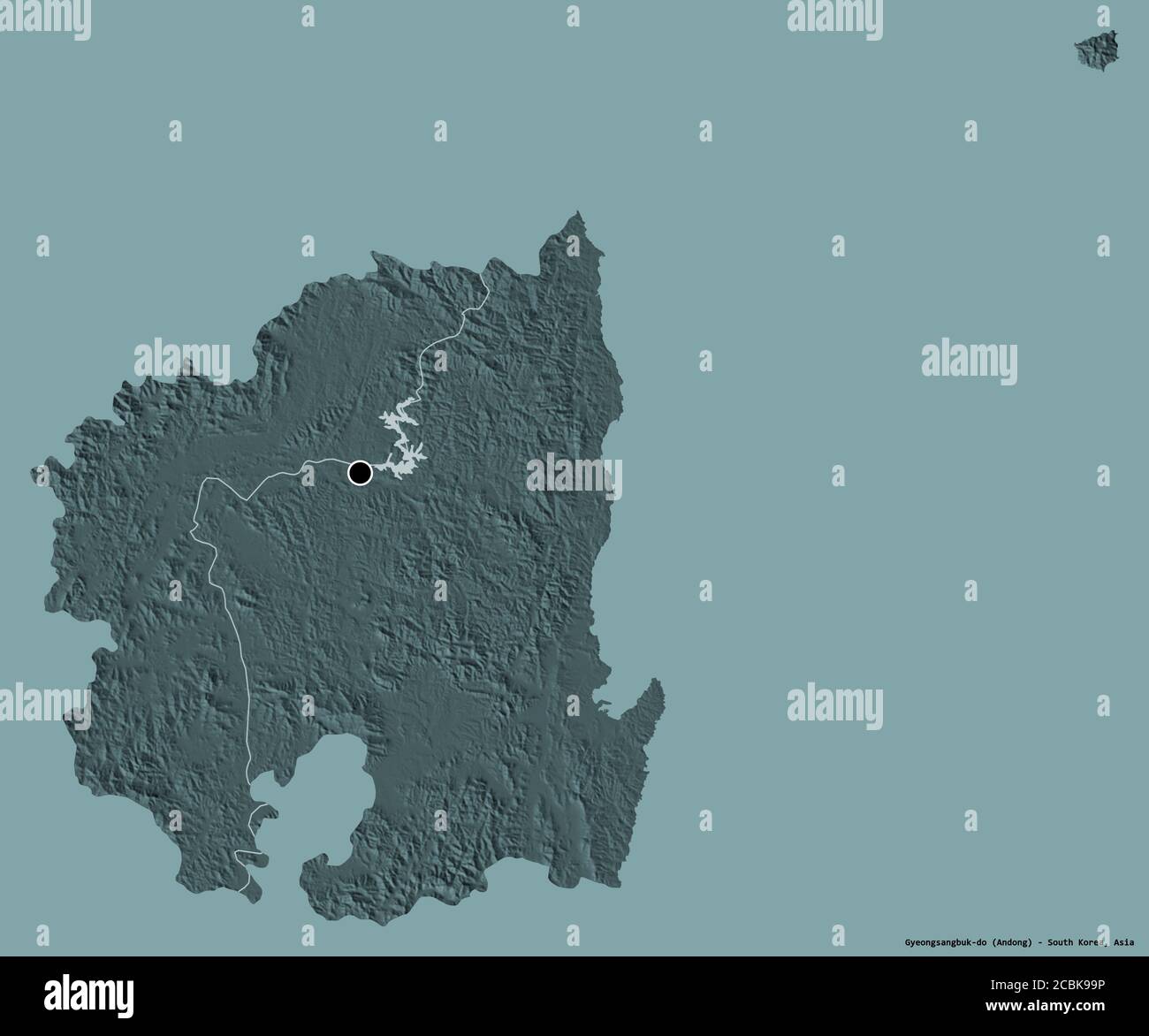 Shape of Gyeongsangbuk-do, province of South Korea, with its capital ...