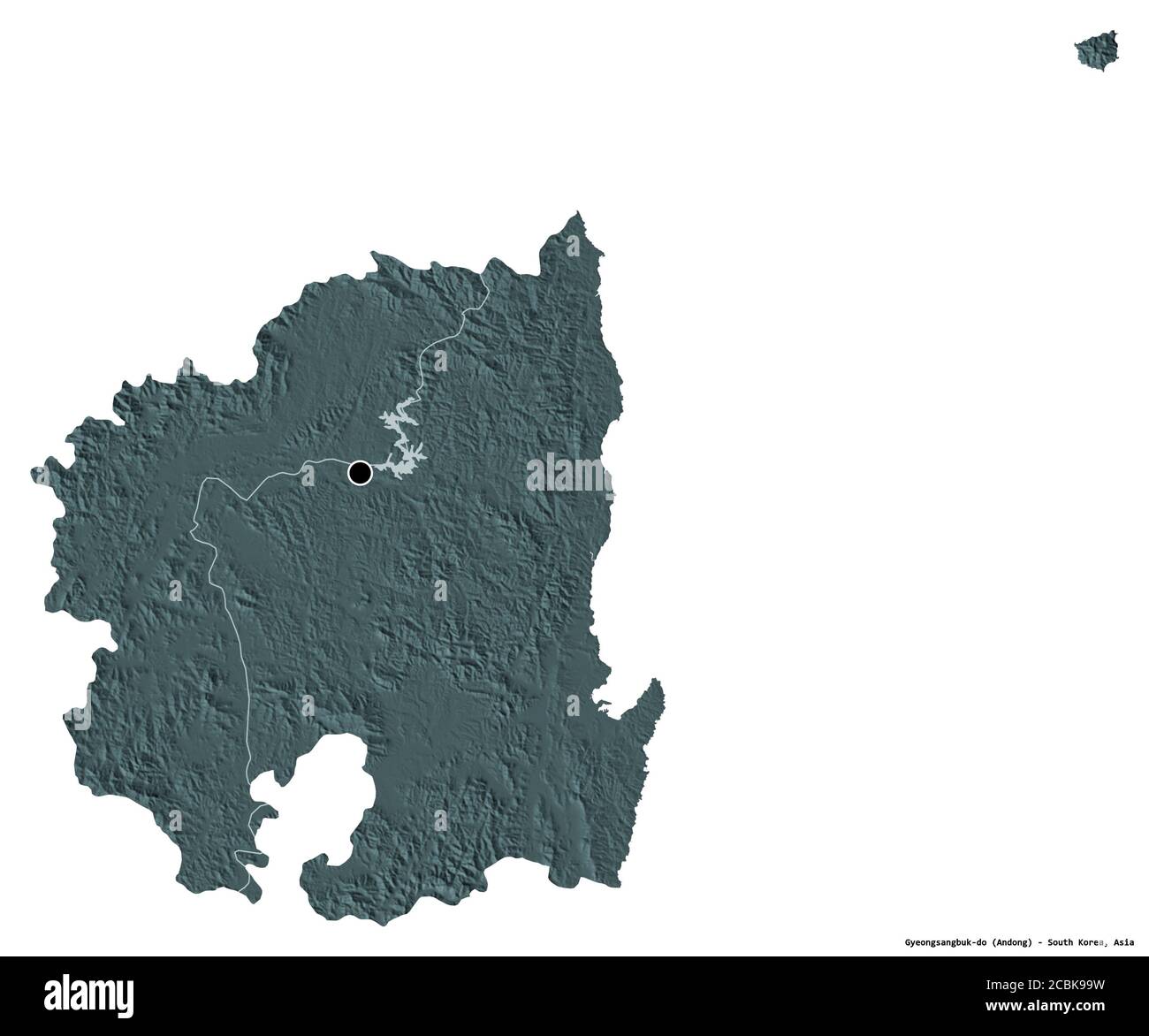 Shape of Gyeongsangbuk-do, province of South Korea, with its capital ...