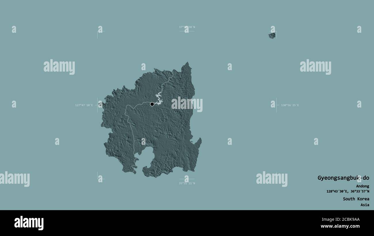 Area of Gyeongsangbuk-do, province of South Korea, isolated on a solid ...