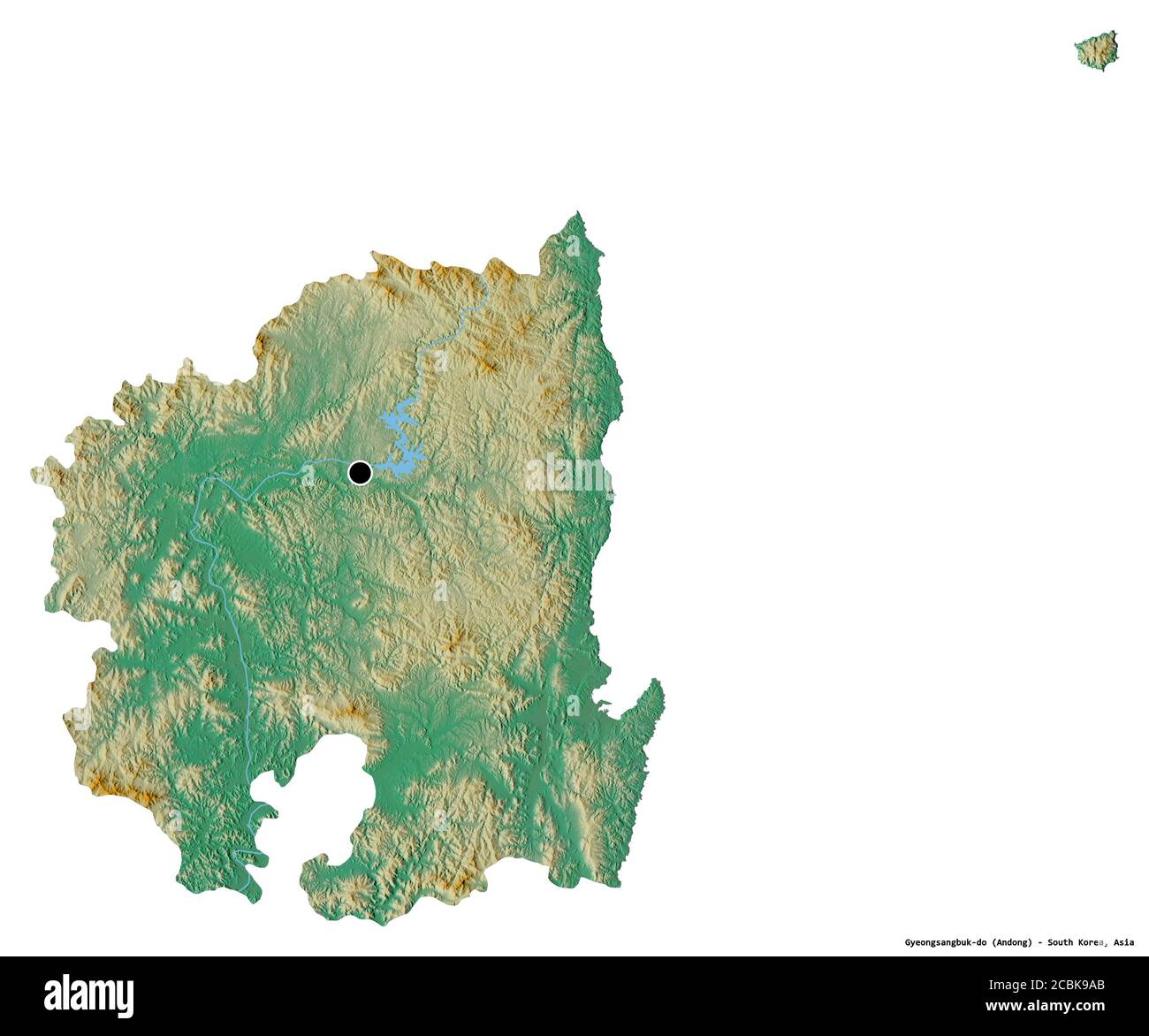 Shape of Gyeongsangbuk-do, province of South Korea, with its capital ...