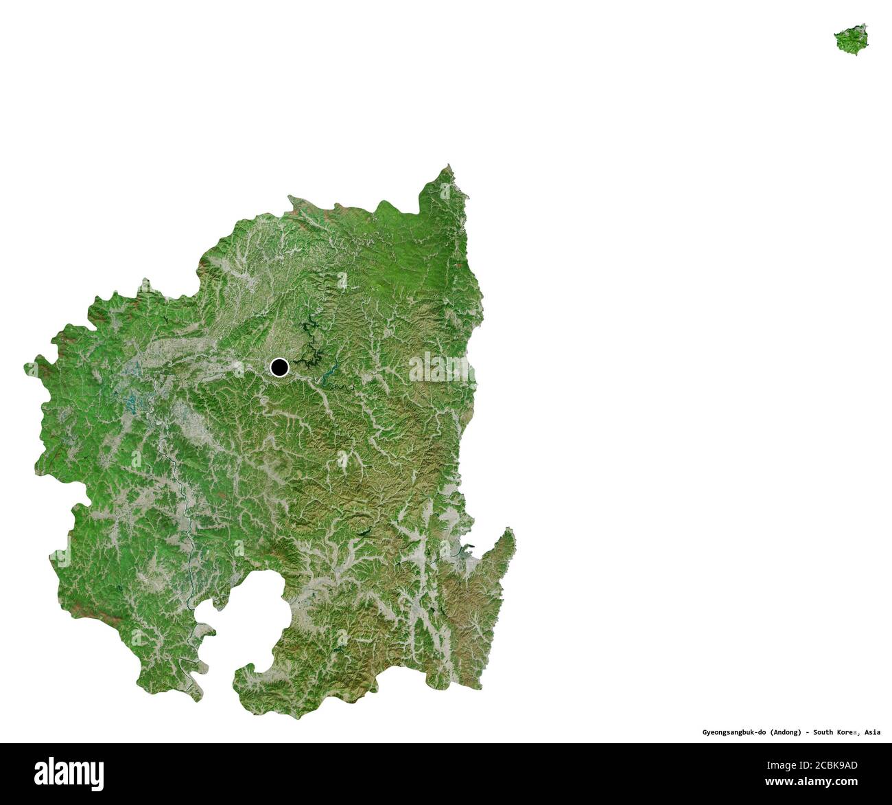 Shape of Gyeongsangbuk-do, province of South Korea, with its capital ...