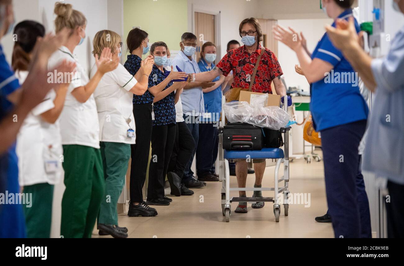 Heart transplant patient Richard Priest being clapped out by staff as ...
