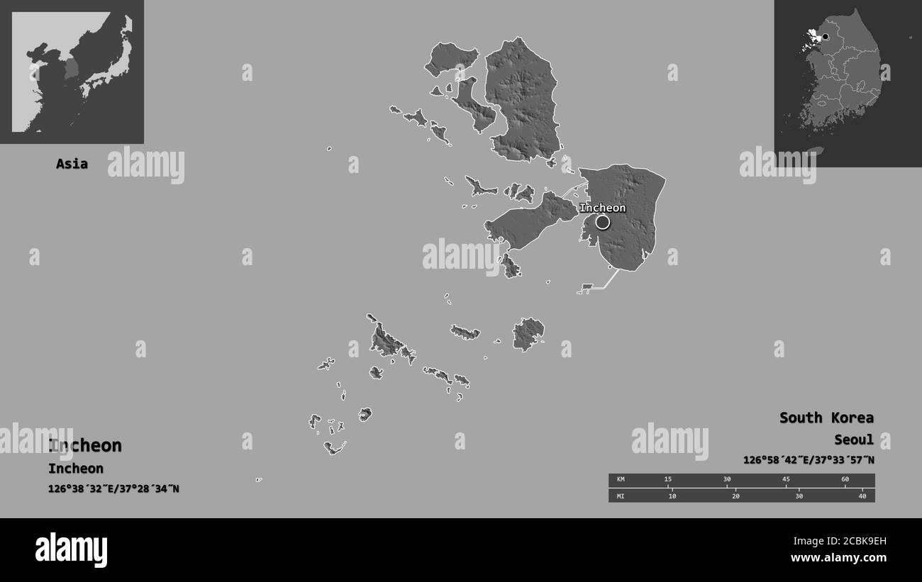 Shape of Incheon, metropolitan city of South Korea, and its capital ...