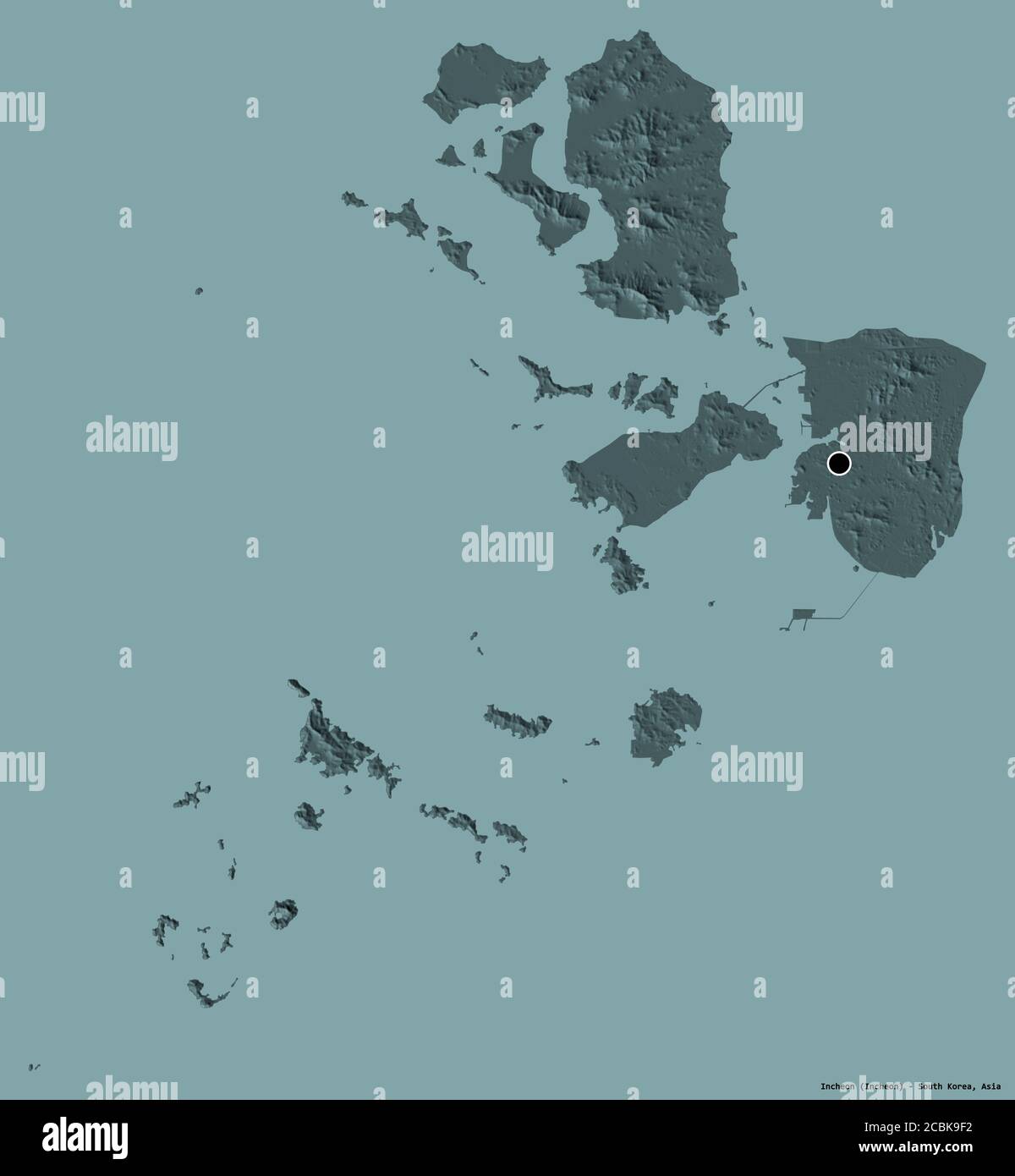 Shape of Incheon, metropolitan city of South Korea, with its capital ...