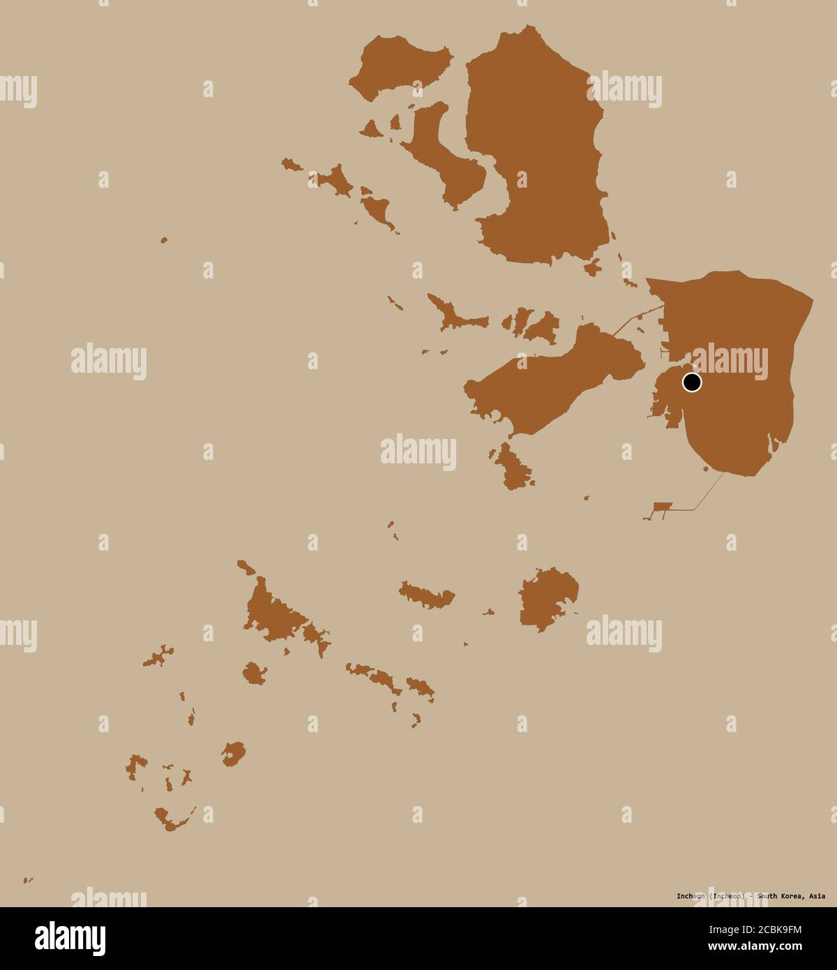 Shape of Incheon, metropolitan city of South Korea, with its capital ...