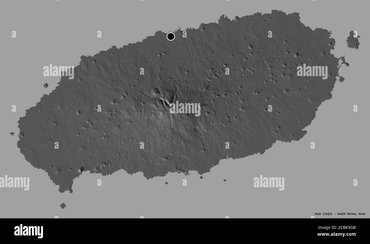 Shape of Jeju, province of South Korea, with its capital isolated on a ...