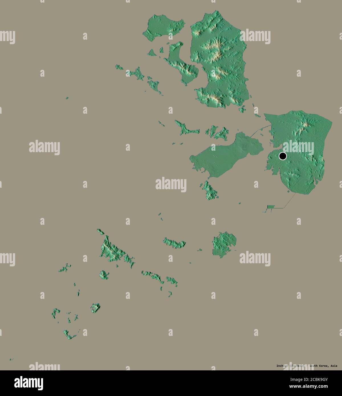 Shape of Incheon, metropolitan city of South Korea, with its capital ...