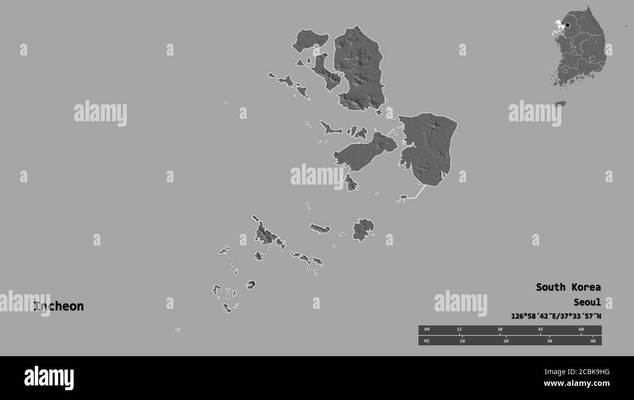 Shape of Incheon, metropolitan city of South Korea, with its capital ...
