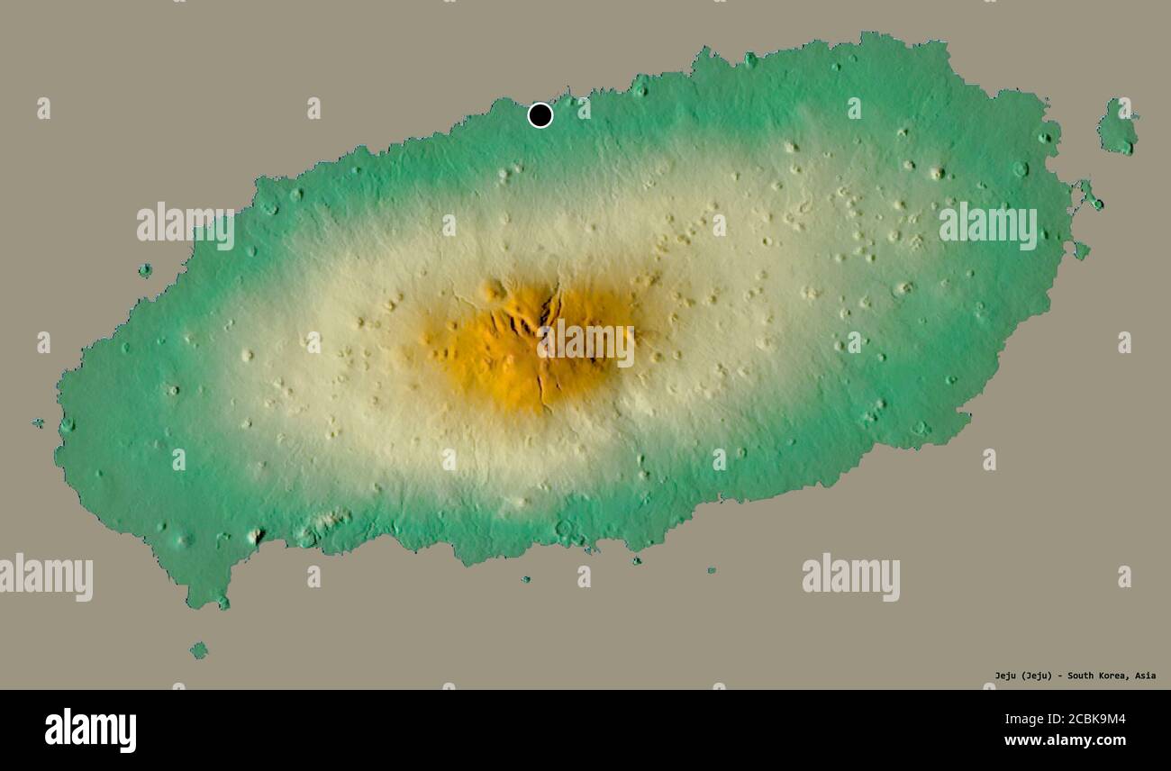 Shape of Jeju, province of South Korea, with its capital isolated on a ...