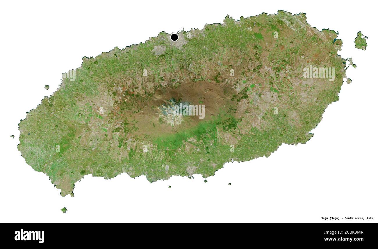 Shape of Jeju, province of South Korea, with its capital isolated on ...