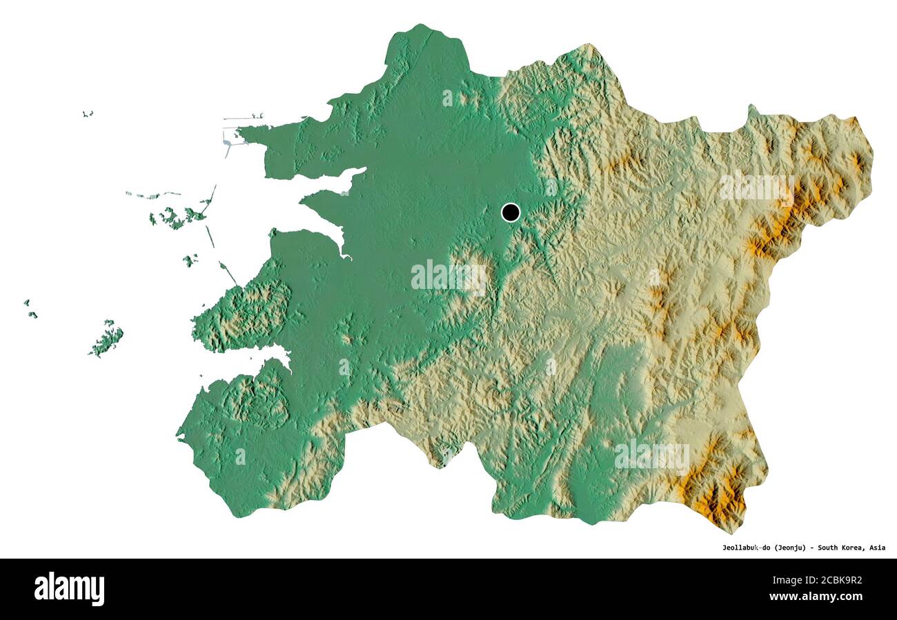 Shape of Jeollabuk-do, province of South Korea, with its capital ...
