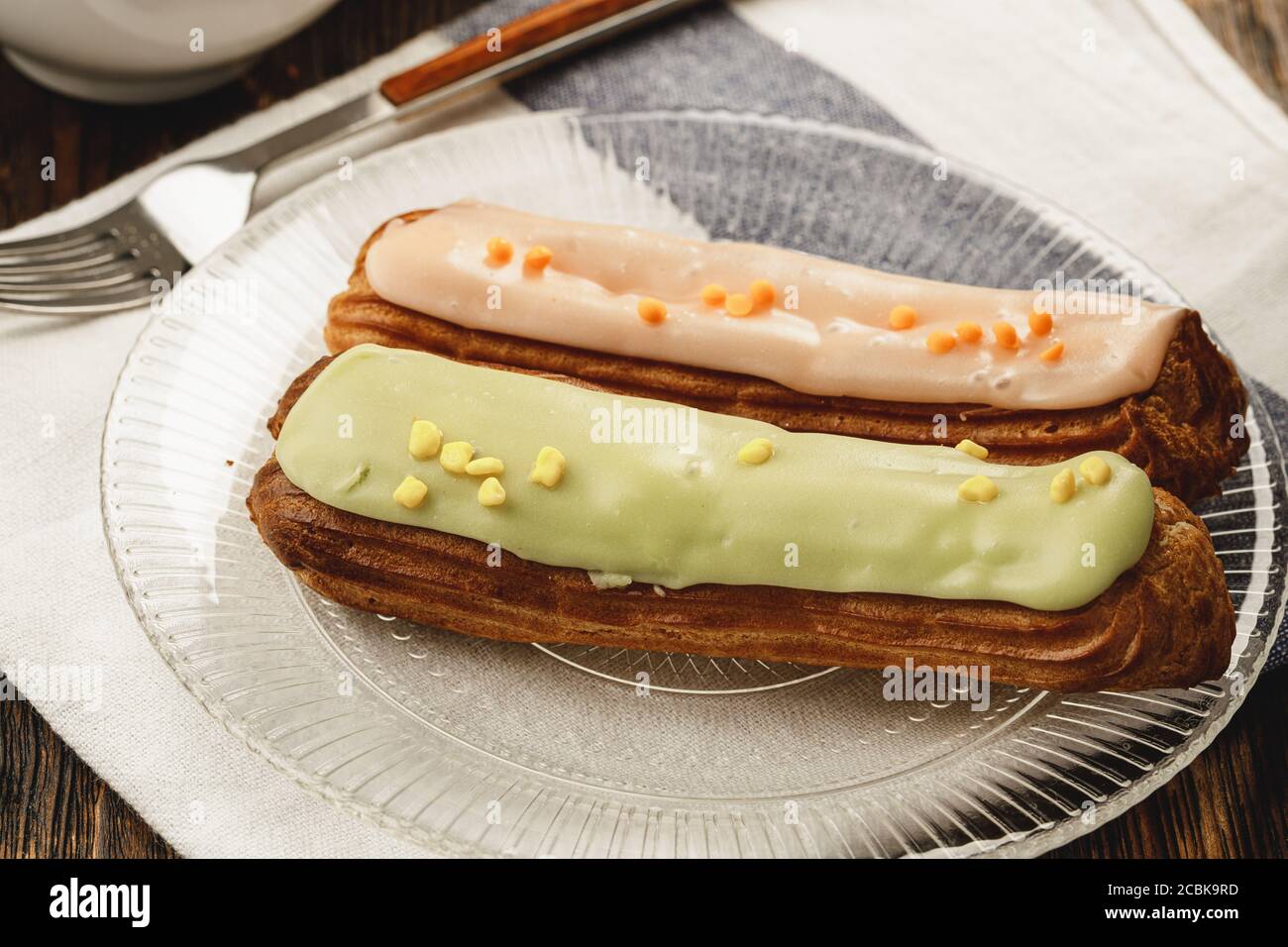 Two french eclair cakes in a plate Stock Photo - Alamy