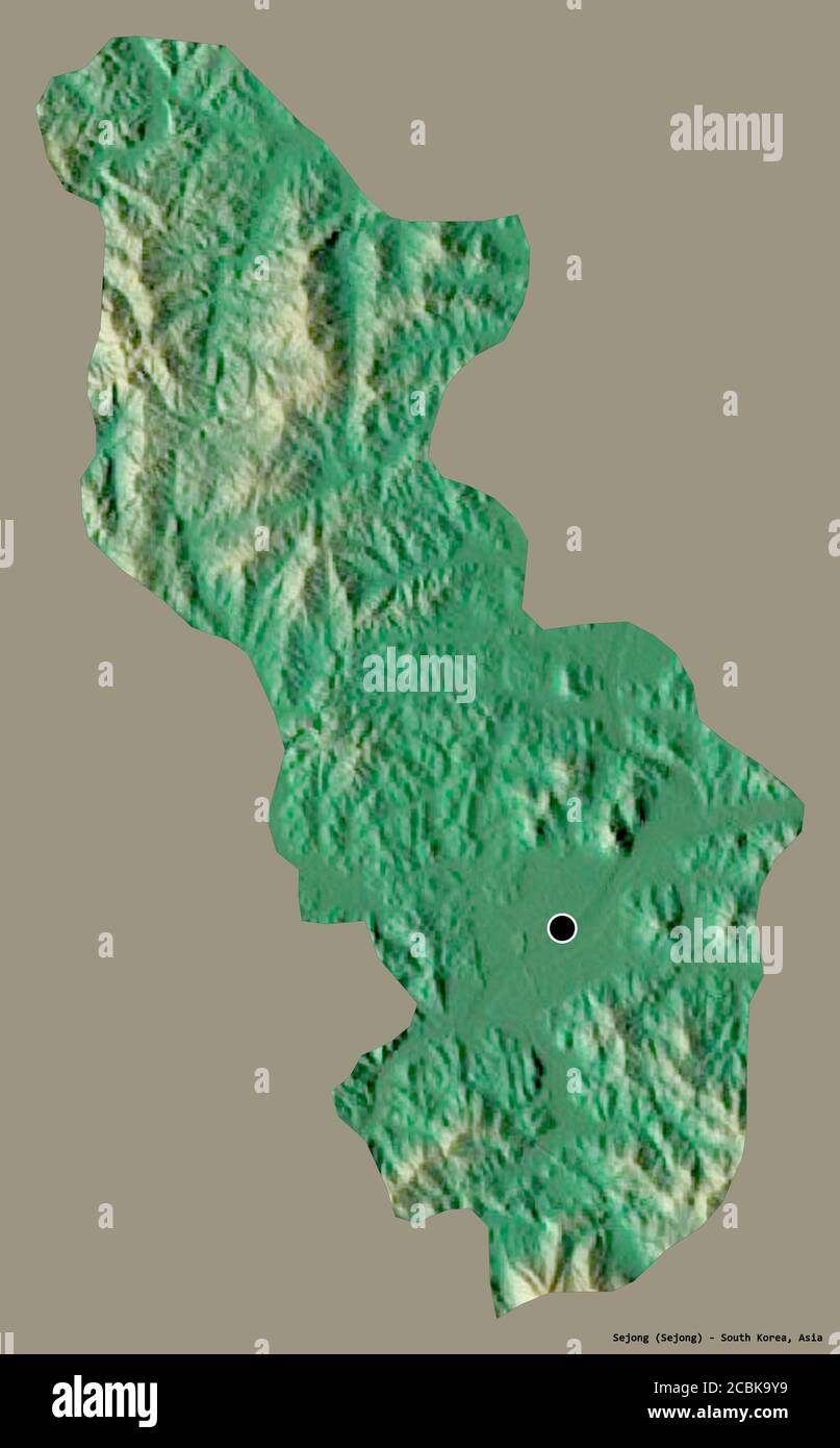 Shape of Sejong, metropolitan autonomous city of South Korea, with its ...