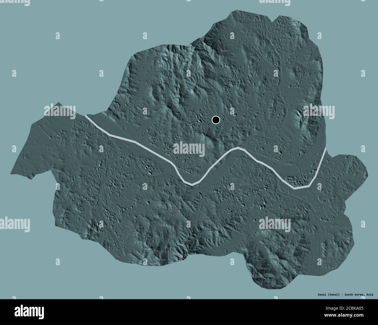 Shape of Seoul, capital metropolitan city of South Korea, with its ...