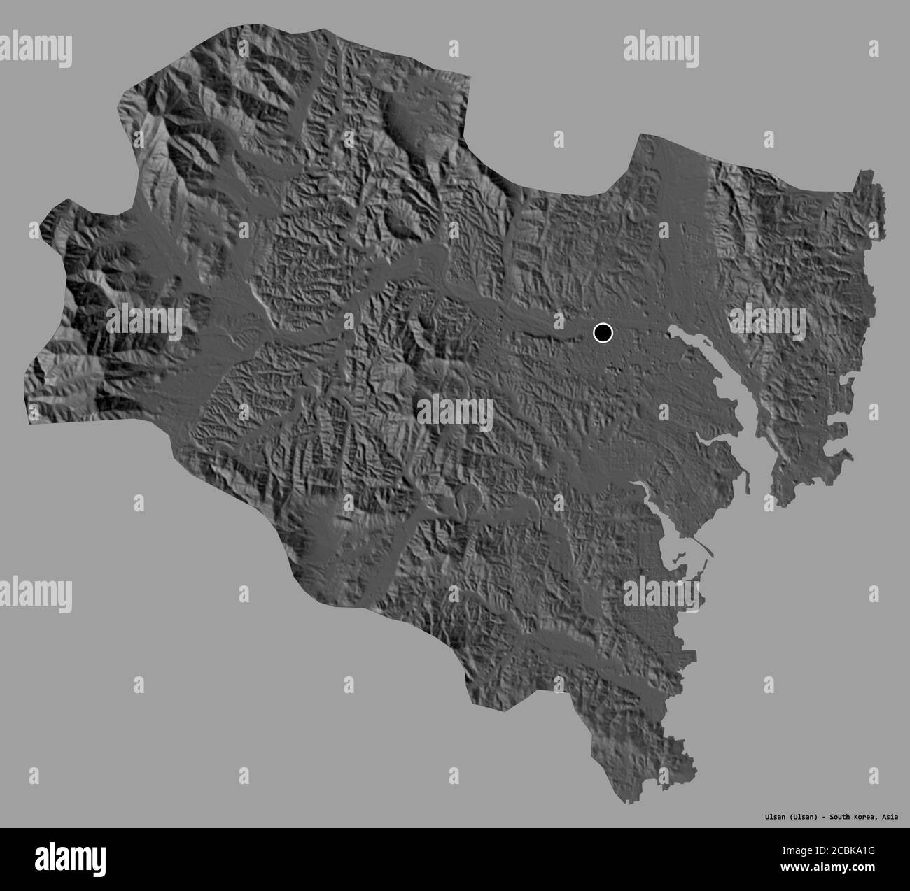 Shape of Ulsan, metropolitan city of South Korea, with its capital ...