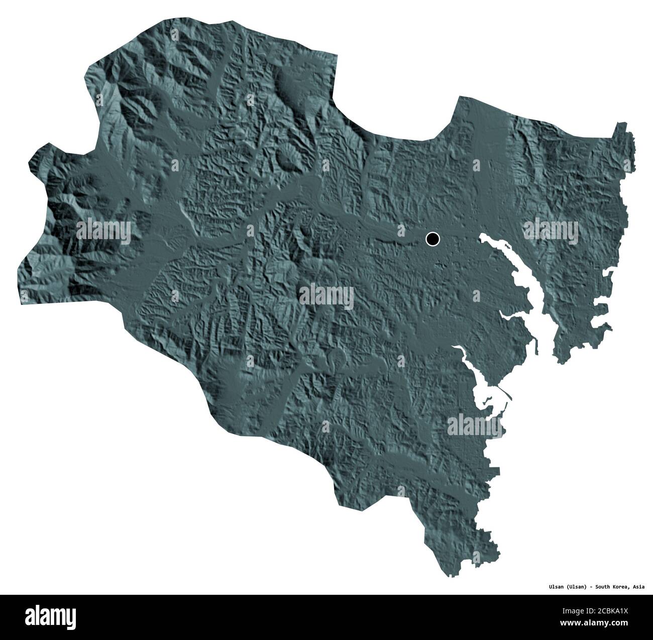 Shape of Ulsan, metropolitan city of South Korea, with its capital ...