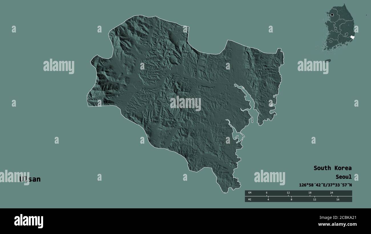 Shape of Ulsan, metropolitan city of South Korea, with its capital ...