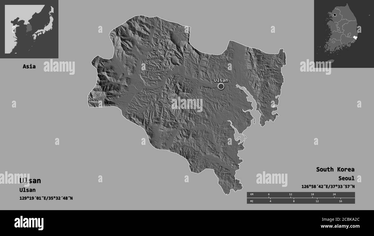 Shape of Ulsan, metropolitan city of South Korea, and its capital ...